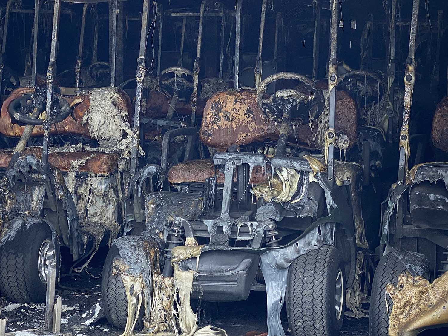 Overnight shed fire destroys golf carts at Indian Island Golf Course ...