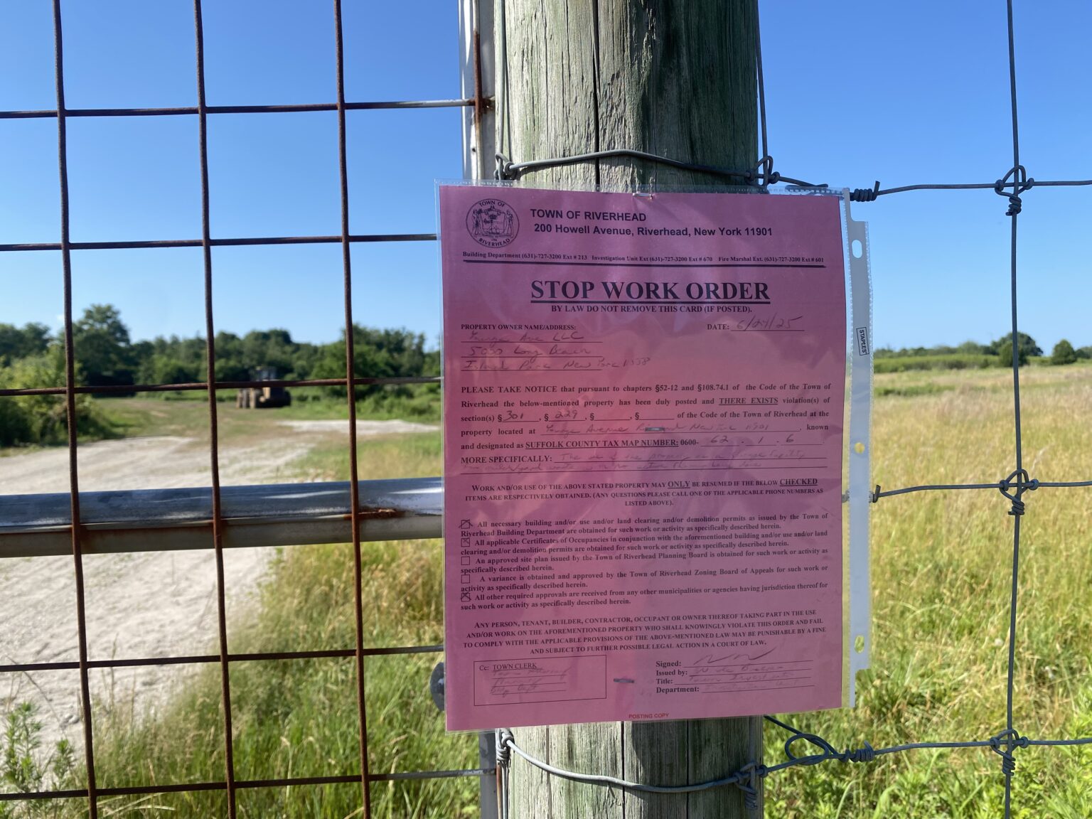 Stop work order issued to Youngs Avenue dump site - Riverhead News Review