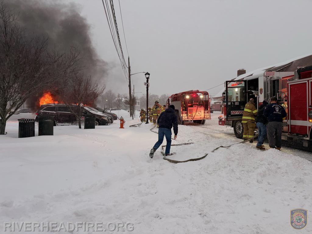 Riverhead first responders tackle taxi fire during Winter Storm Fern