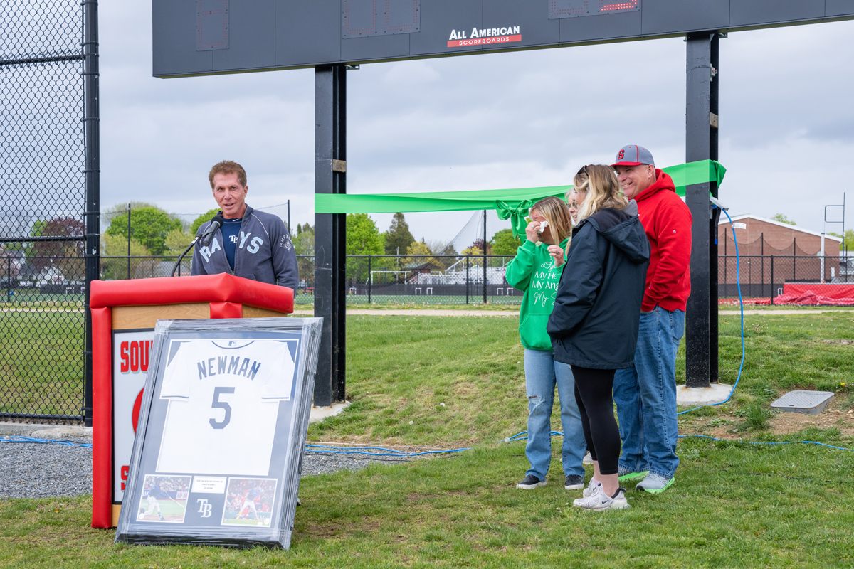 Scoreboard honoring Dylan Newman unveiled at Southold High School - The Suffolk Times