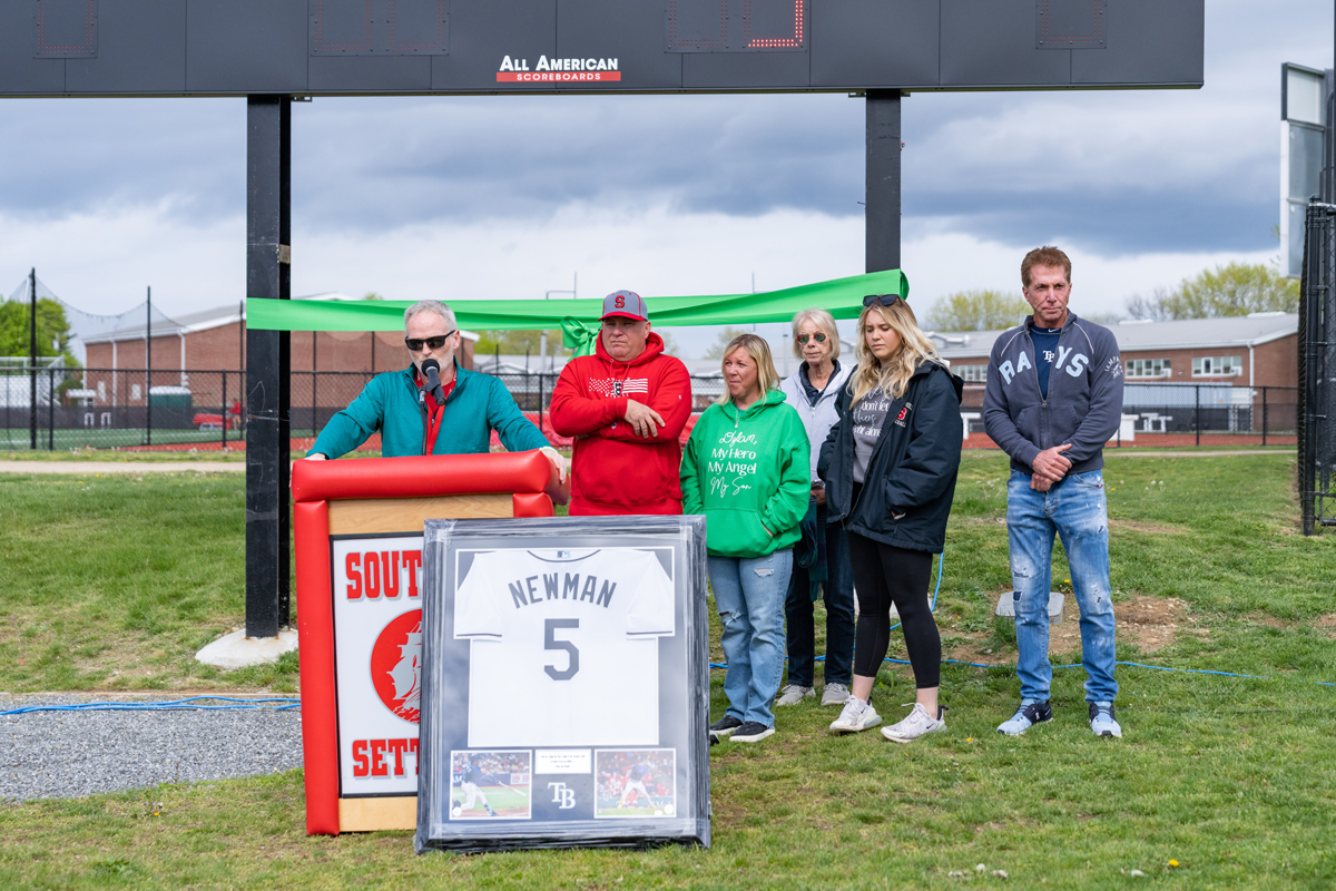 Scoreboard honoring Dylan Newman unveiled at Southold High School - The Suffolk Times