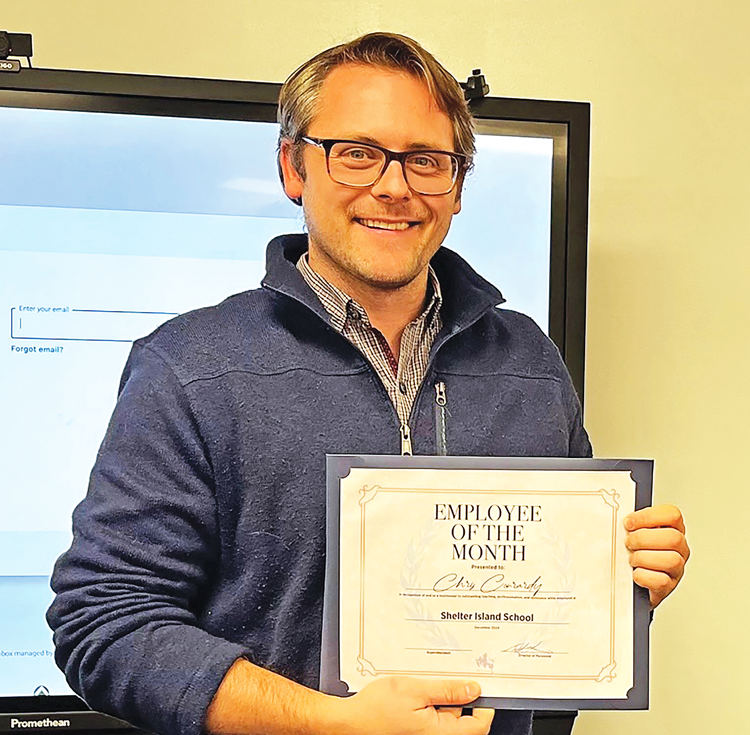 Christopher Conrardy is Shelter Island School’s Employee of Month ...